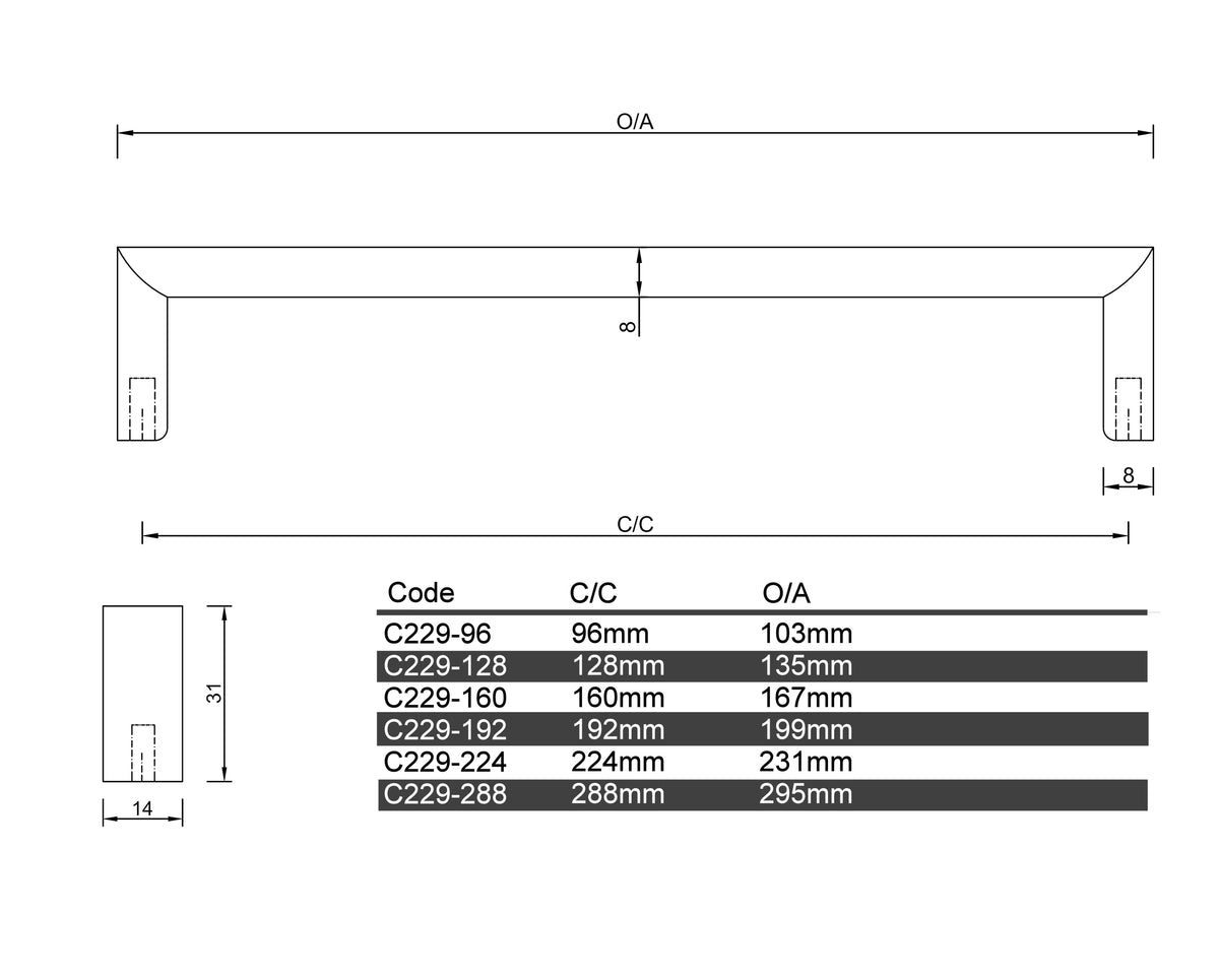 C229 - Inverell Cabinet Handle – Handle House