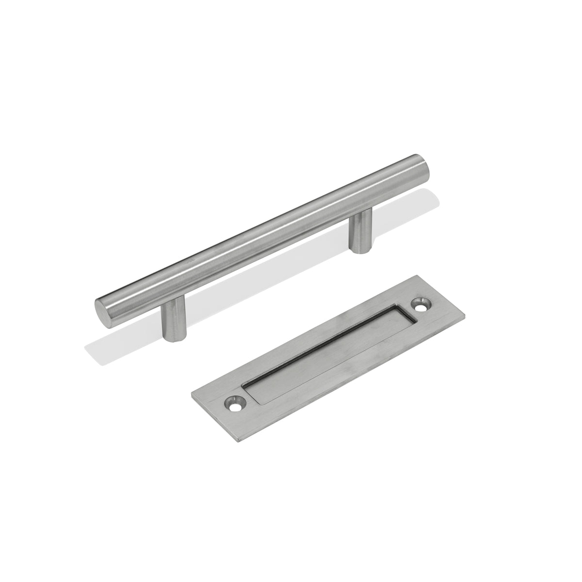 E74 - Brushed Stainless Steel Round 300mm Barn Door Handle Set – Handle ...