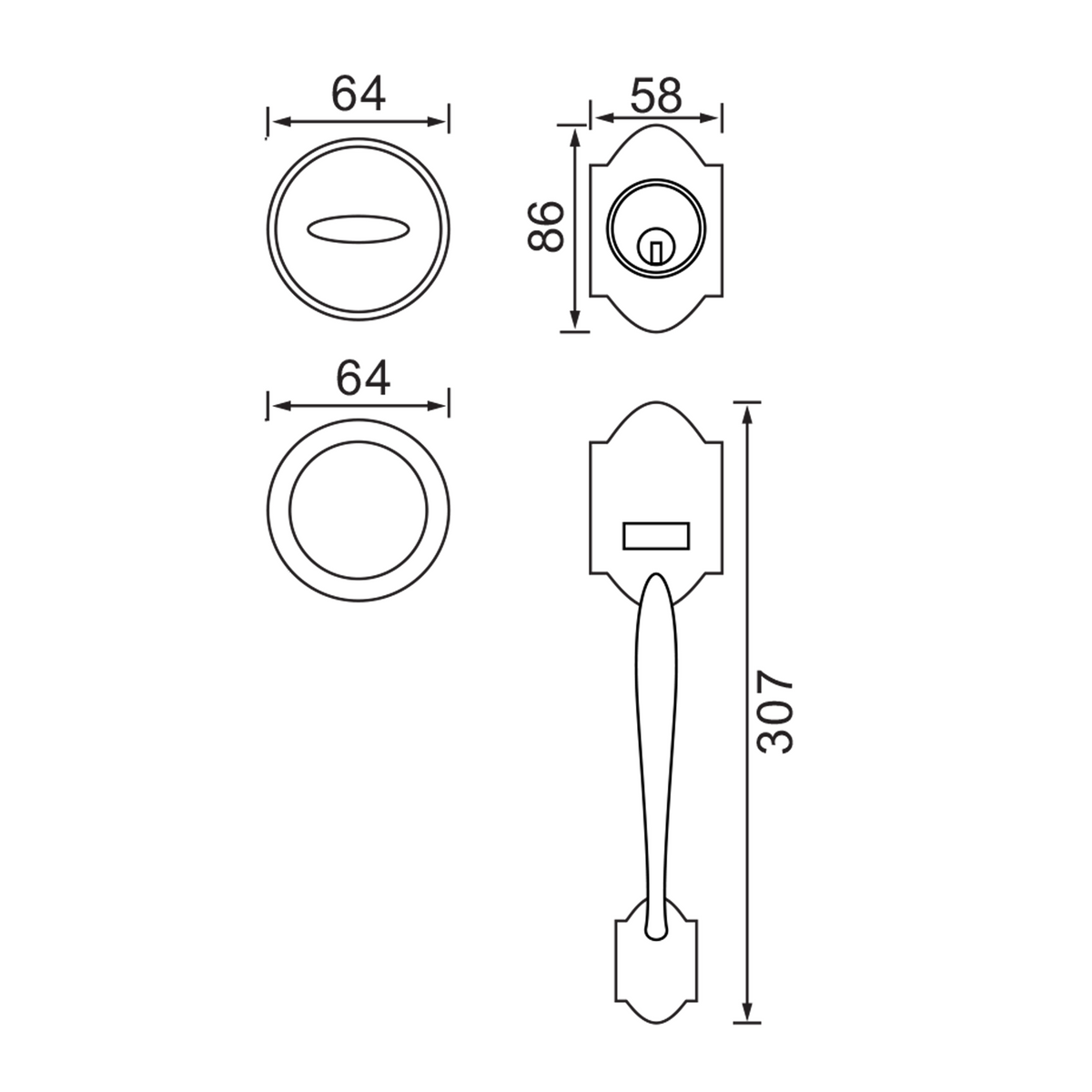 E77 - Hahndorf Chrome Single Cylinder Handleset - Round Knob – Handle House