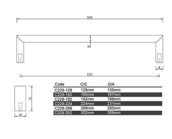 C229 - Inverell Cabinet Handle – Handle House